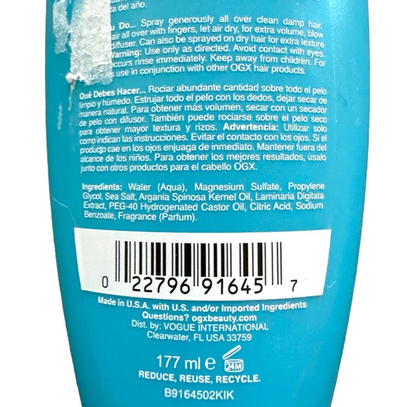 OGX | Hair | Ogx Argan Oil Of Morocco Hairtexturizing Sea Salt Spray ...